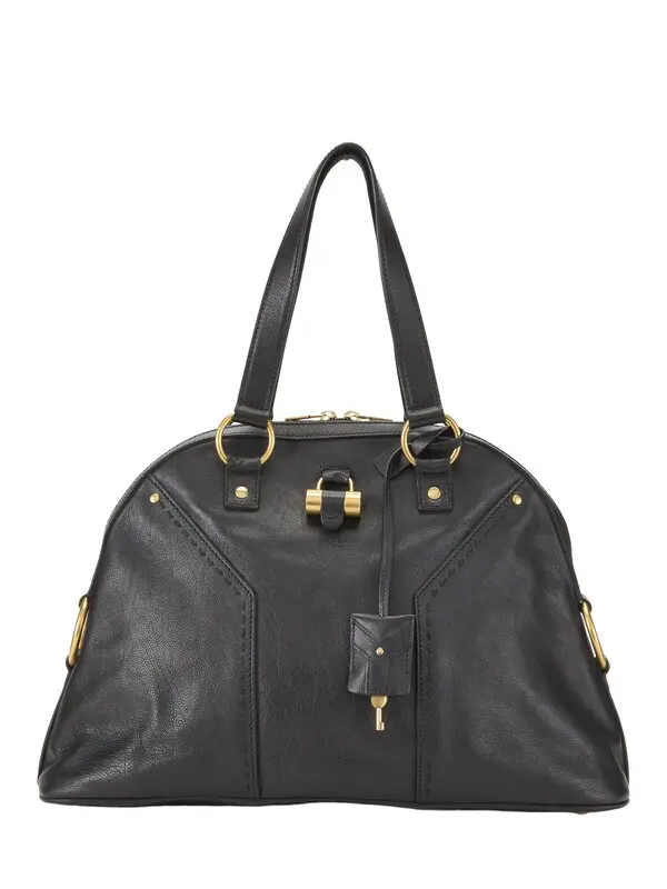 Saint Laurent Grained Leather Muse Top Handle Bag - Black