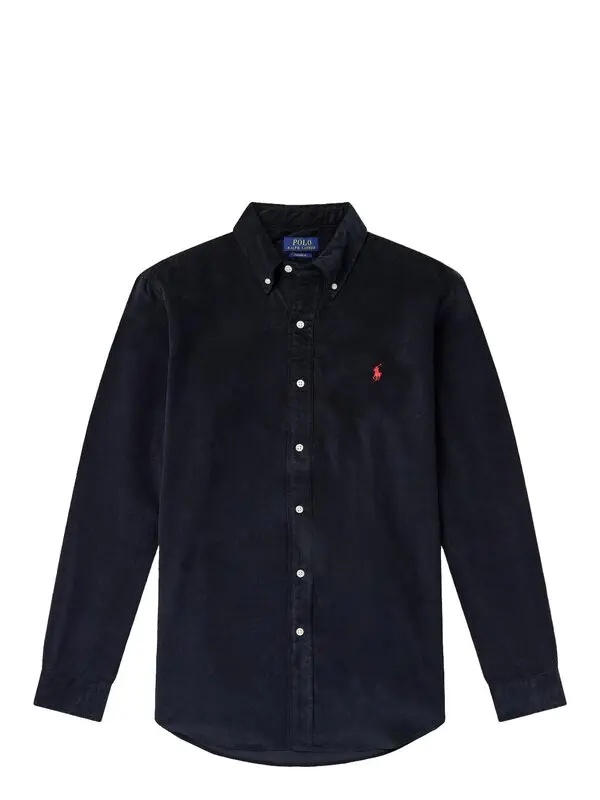 Polo Ralph Lauren Button-down Collar Logo-embroidered Cotton-corduroy Shirt - Black