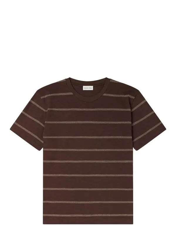 Frescobol Carioca Dinis Striped Cotton-jersey T-shirt - Brown