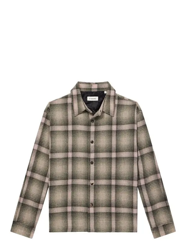FRAME Checked Wool-blend Flannel Overshirt - Brown