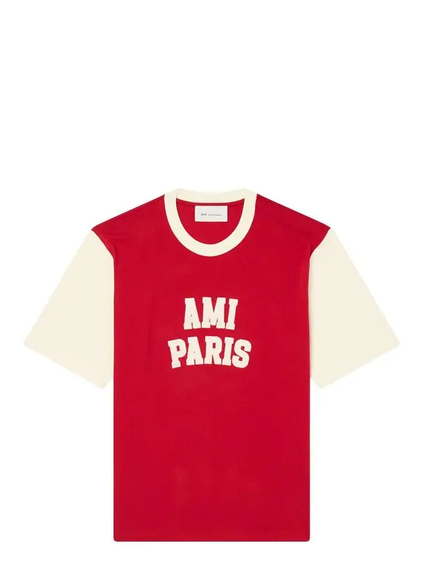 AMI Paris Logo-appliquéd Cotton-jersey T-shirt - Red