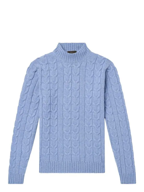 SLOWEAR Zanone Slim-fit Cable-knit Virgin Wool Sweater - Blue