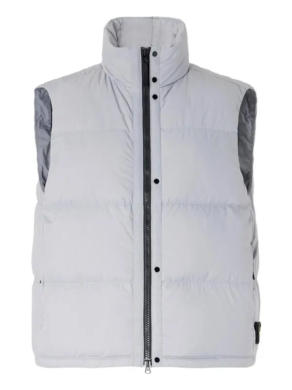 Stone Island Logo-appliquéd Padded Ripstop Down Vest - Gray