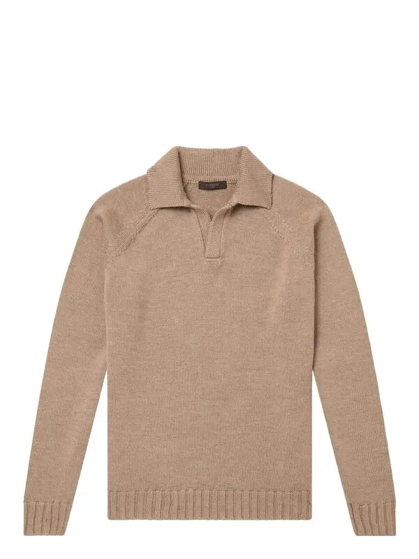 SLOWEAR Zanone Slim-fit Virgin Wool Polo Sweater - Neutrals
