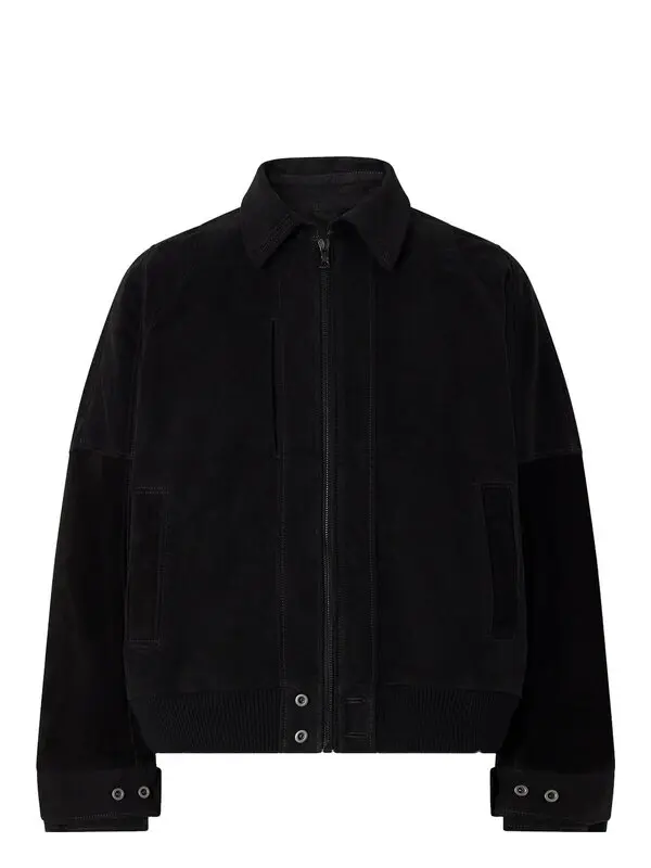 ADON Suede-trimmed Cotton-moleskin Bomber Jacket - Black