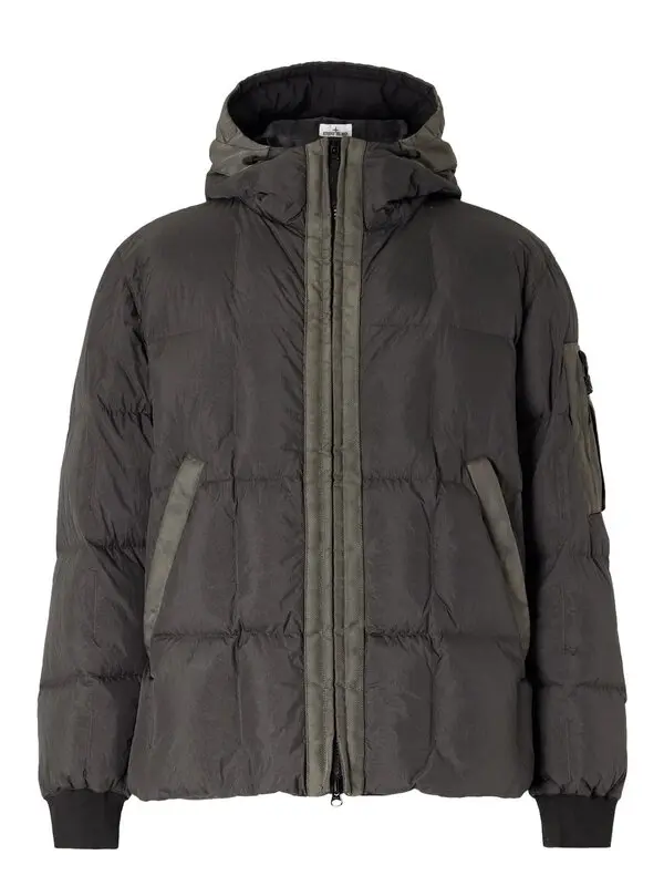 Stone Island Logo-appliquéd Quilted Down Jacket - Gray