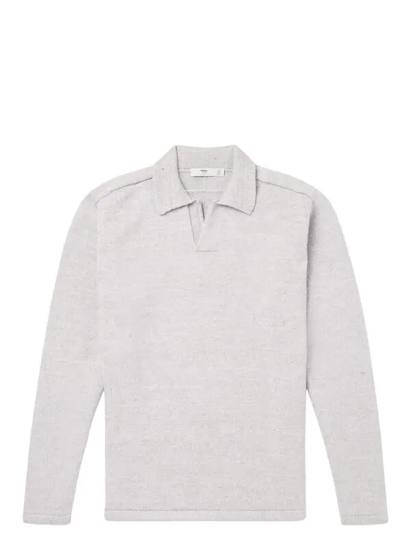 Inis Meáin Wool And Linen-blend Polo Shirt - Gray