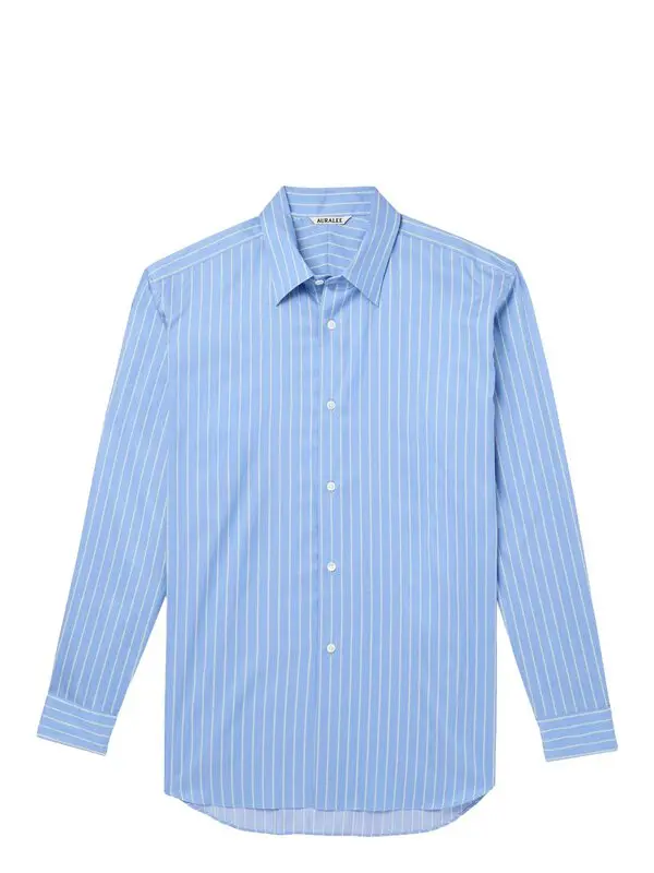 Auralee Striped Cotton And Silk-blend Shirt - Blue
