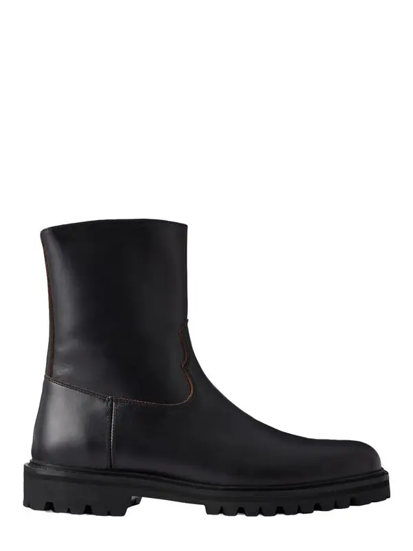 VINNY'S Moto Leather Boots - Black