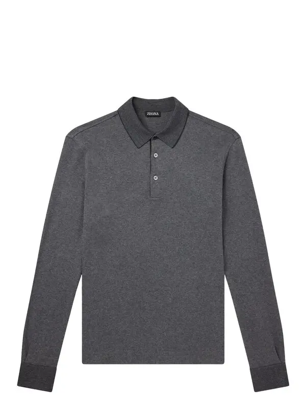 Zegna Cotton Polo Shirt - Gray
