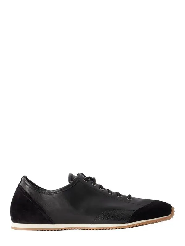 LEMAIRE Gummy Grip Suede-trimmed Leather Sneakers - Black