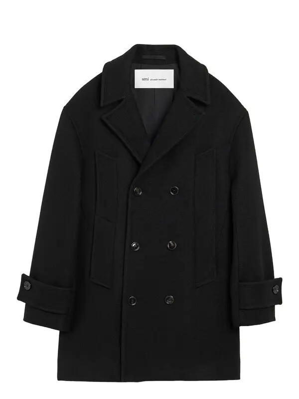 AMI Paris Wool Pea Coat - Black