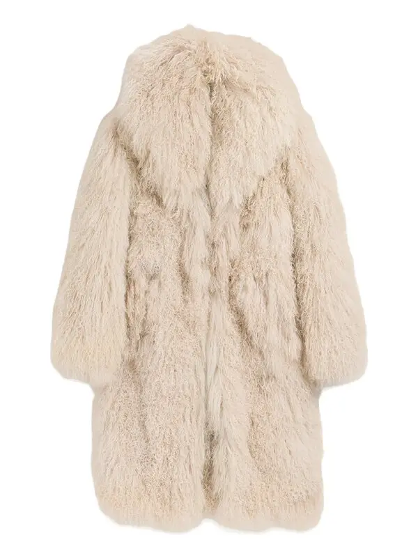 AMI Paris Long Lamb Leather Coat - Ivory
