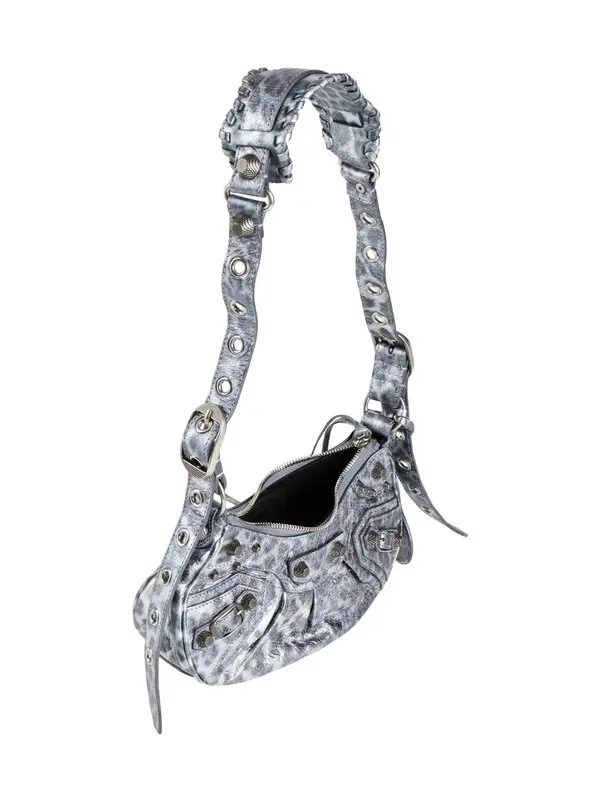 Balenciaga Leopard Print Metallic Baguette Bag - Gray
