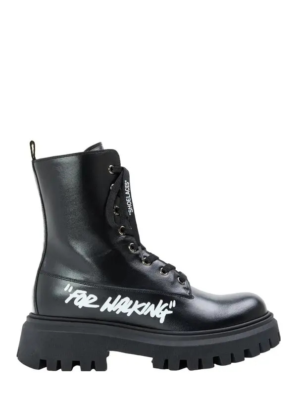 Off-White Lace-up Combat Boots - Black