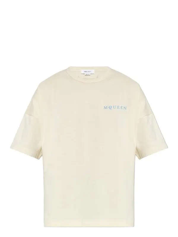 Alexander McQueen Logo Print T-shirt - Beige