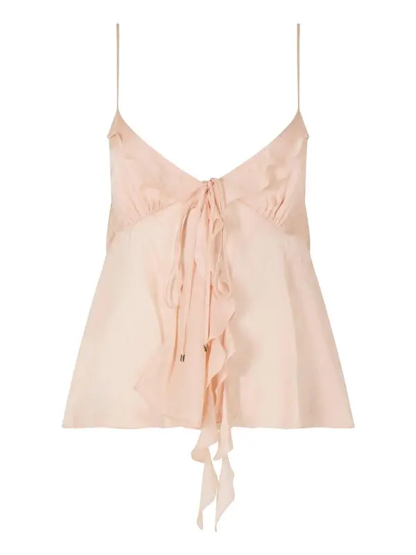 Chloé V-neck Thinstrap Camisole With Frills - Pink