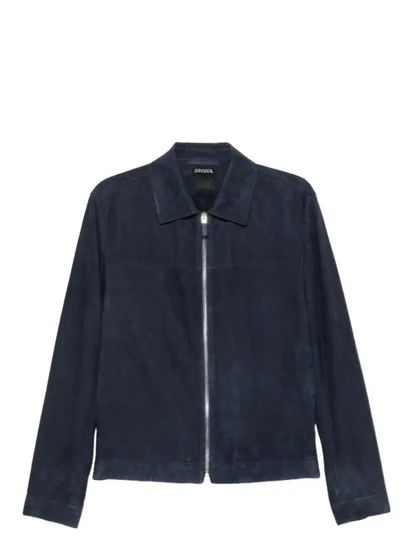 Zegna Suede Zip-up Jacket - Blue