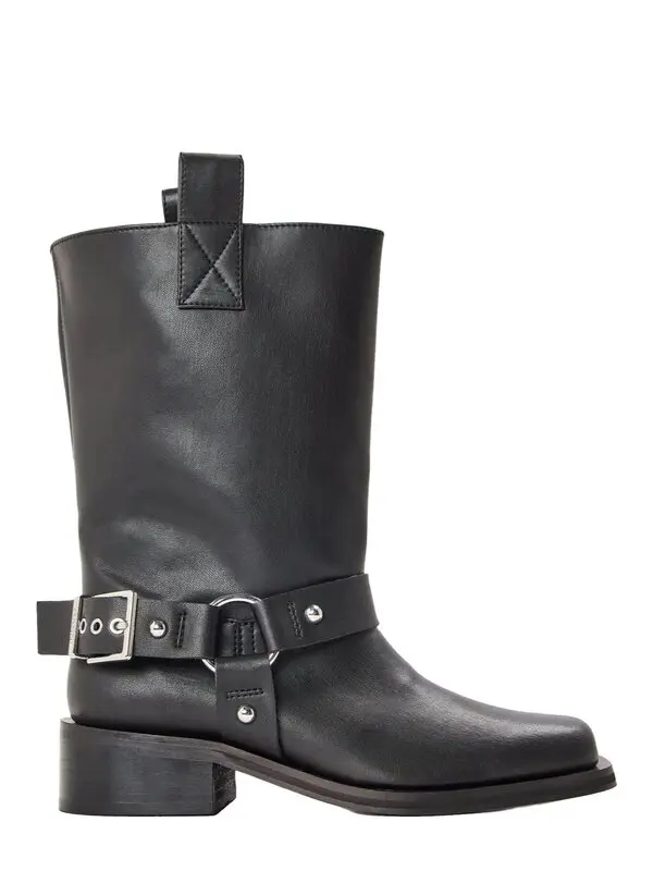 GANNI Mid-calf Biker Boots - Black