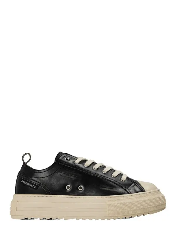 Dsquared2 Leather Lace-up Sneakers - Black