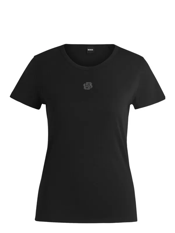 Hugo Boss Crewneck T-shirt With Embroidered Logo - Black