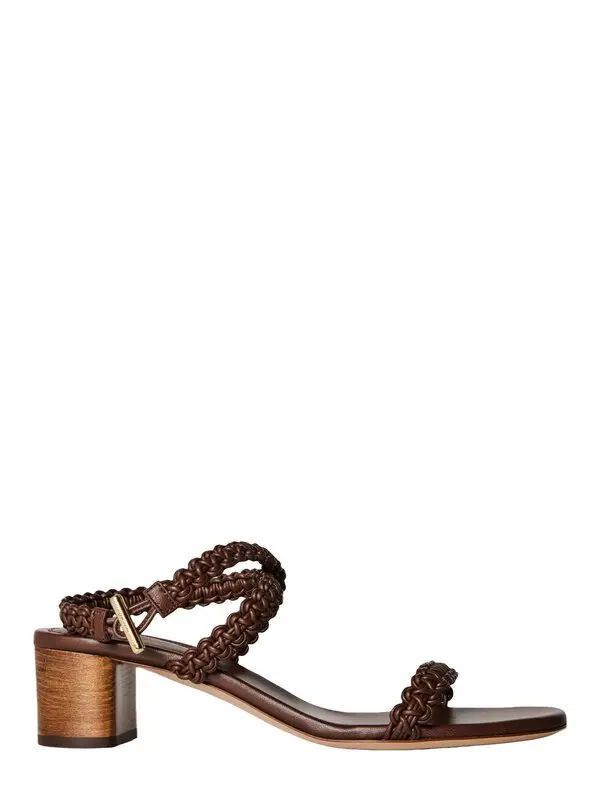 GIANVITO ROSSI Braided Mid-heeled Sandals - Brown