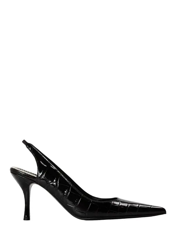 Fendi Patent Pointed Toe Slingback Heels - Black