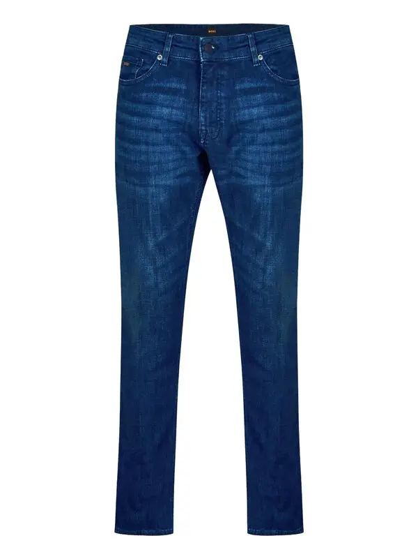 Hugo Boss Washed Straight Leg Jeans - Blue