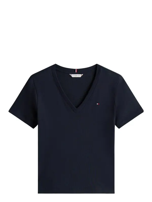 Tommy Hilfiger Cotton V-neck Striped T-shirt - Black