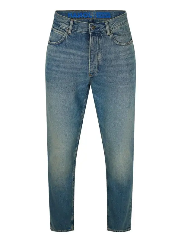 Hugo Boss Washed Tapered Jeans - Blue