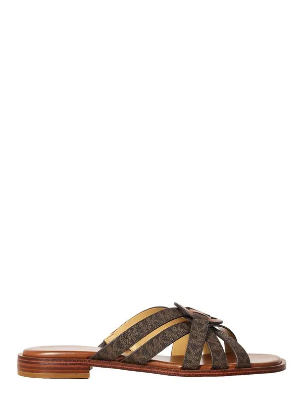 Michael Kors Logo Strappy Flat Sandals - Brown