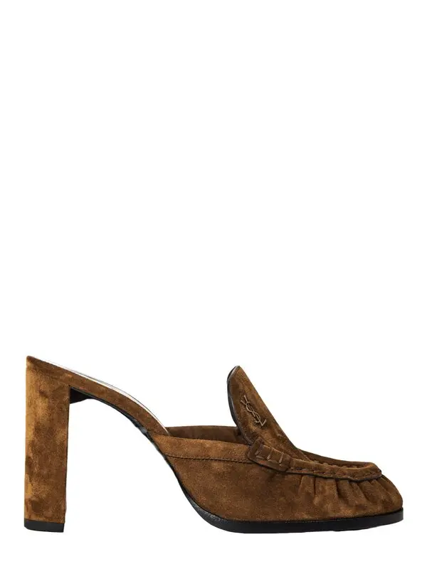 Saint Laurent Suede Ruched Mule - No