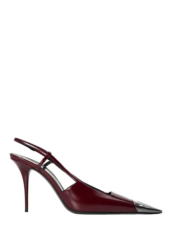 Saint Laurent Burgundy Leather Slingback Pumps - No