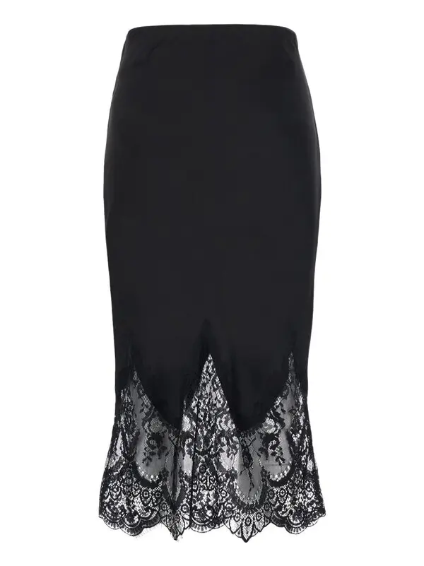 Norma Kamali Lace-trim Midi Skirt - Black