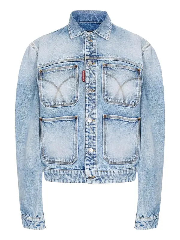 Dsquared2 Lightwash Denim Jacket With Classic Collar - Blue