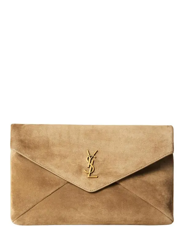 Saint Laurent Suede Monogram Pouch - No