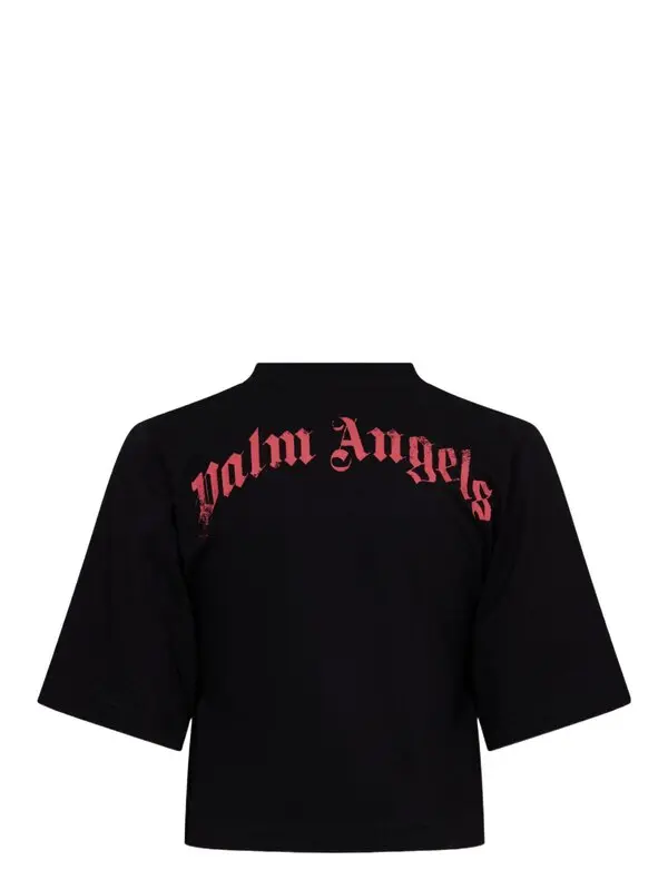 Palm Angels Crewneck Cropped Top - Black