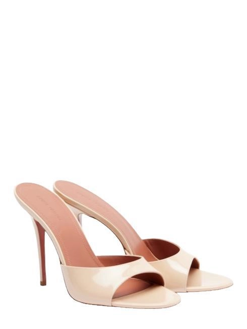 Amina Muaddi Patent Leather High Heel Mules - Nude