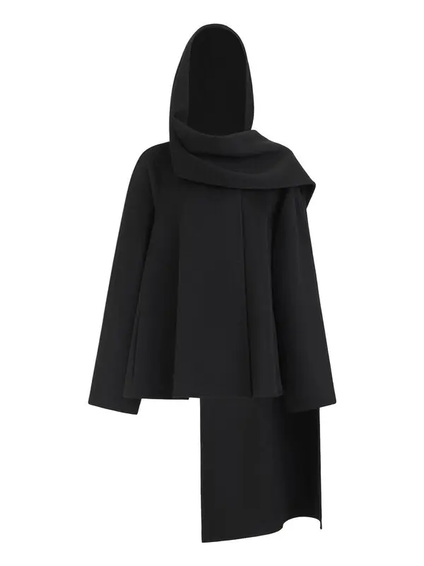 Alaïa Double Face Cashmere Scarf Coat - Black