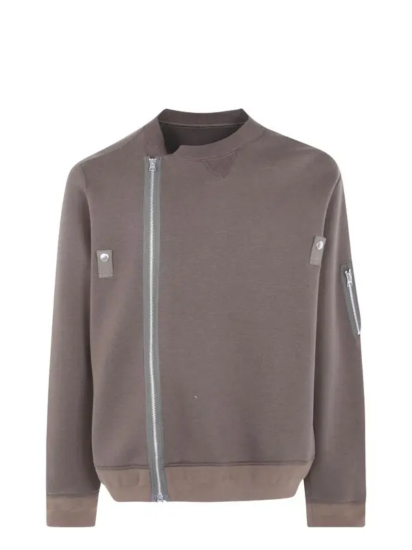 Sacai Zip-detail Sweatshirt - Brown