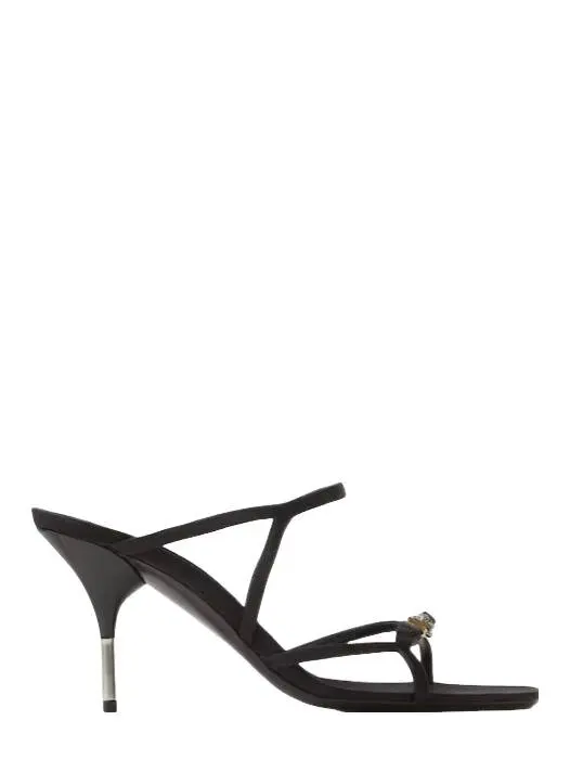 Versace Satin Mules With Medusa Detail - Black