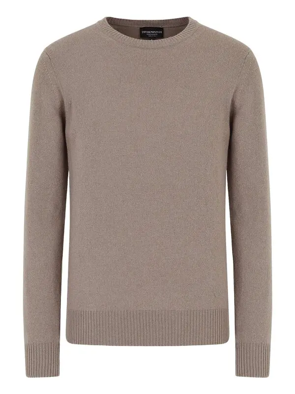 Emporio Armani Crewneck Long Sleeve Knit Sweater - Nude