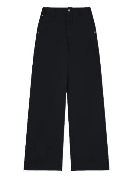 Emporio Armani Wide-leg Cotton Drill Trousers - Black