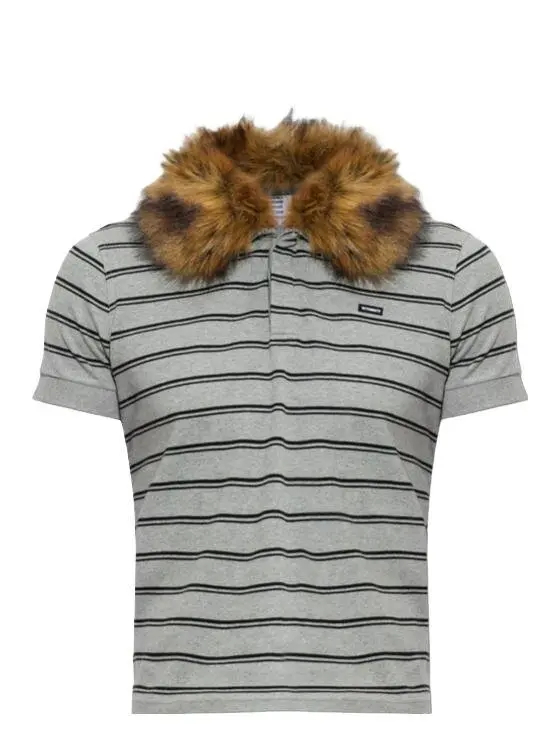 Vetements Striped Detachable Collar Polo Shirt - Grey