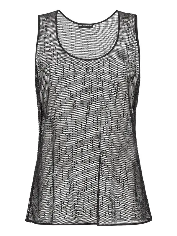 Emporio Armani Sleeveless Jacquard Mesh Top - Black