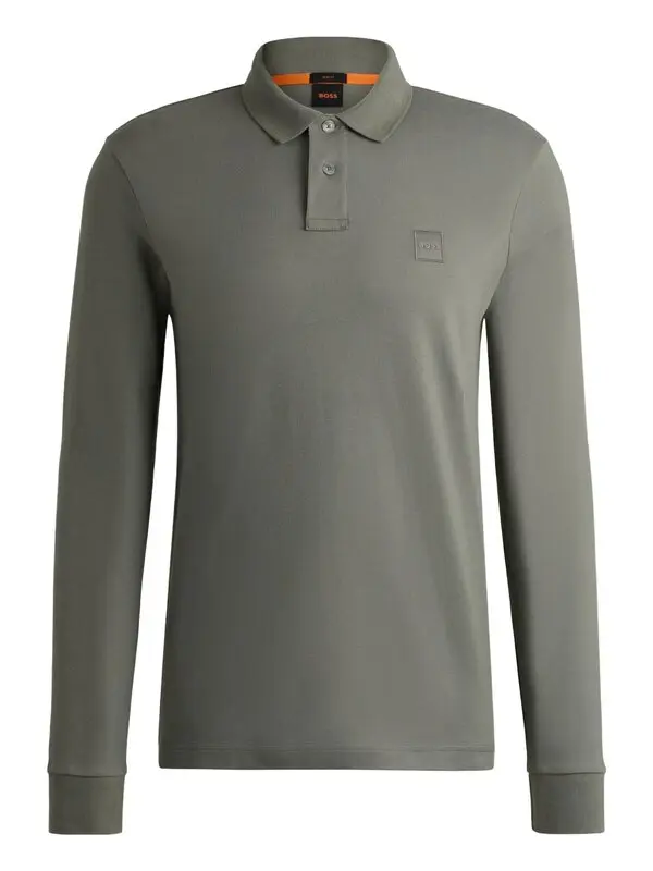 Hugo Boss Collared Longsleeve Polo Shirt - Gray