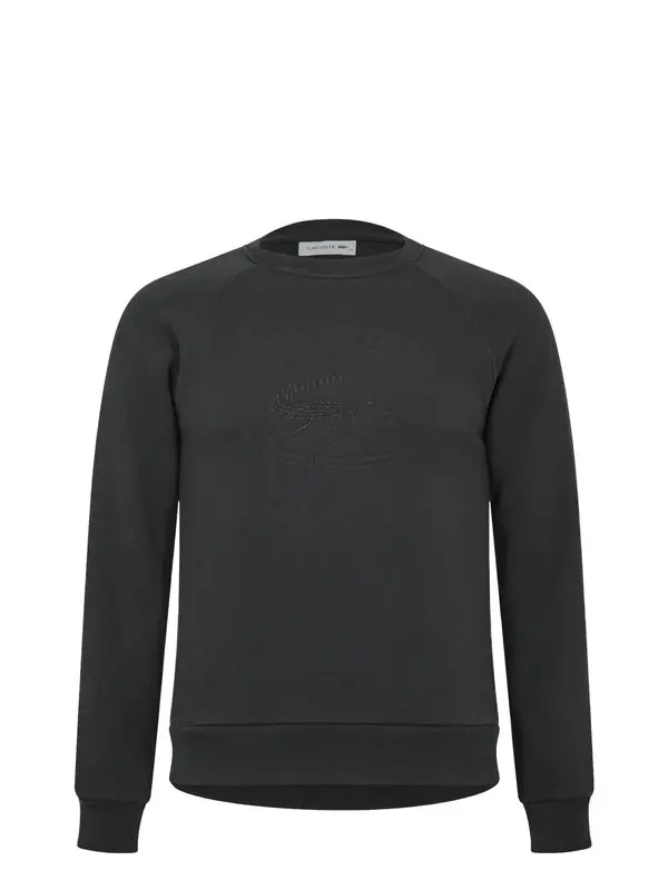 Lacoste Crewneck Sweatshirt With Debossed Logo - Black