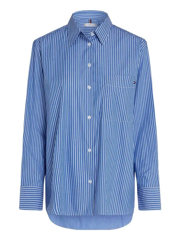 Tommy Hilfiger Vertical Stripe Point Collar Long Sleeve Shirt - No