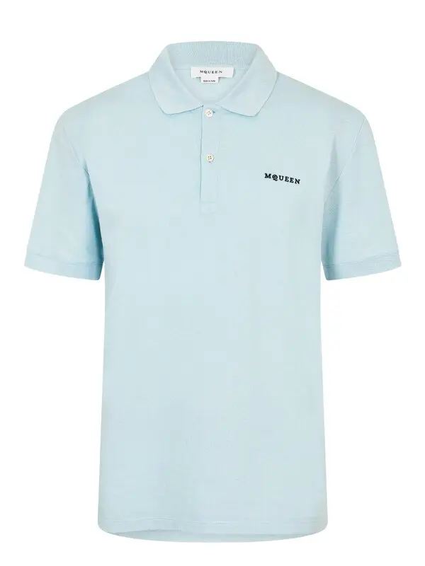 Alexander McQueen Casual Polo Shirt With Embroidered Logo - Blue