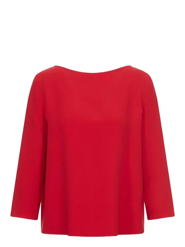 Emporio Armani Boatneck Three-quarter Sleeve Top - Red